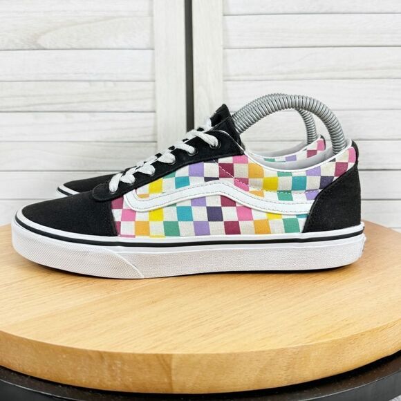 Vans | Shoes | Vans Old Skool Rainbow Checkerboard Sneakers Black Multi ...